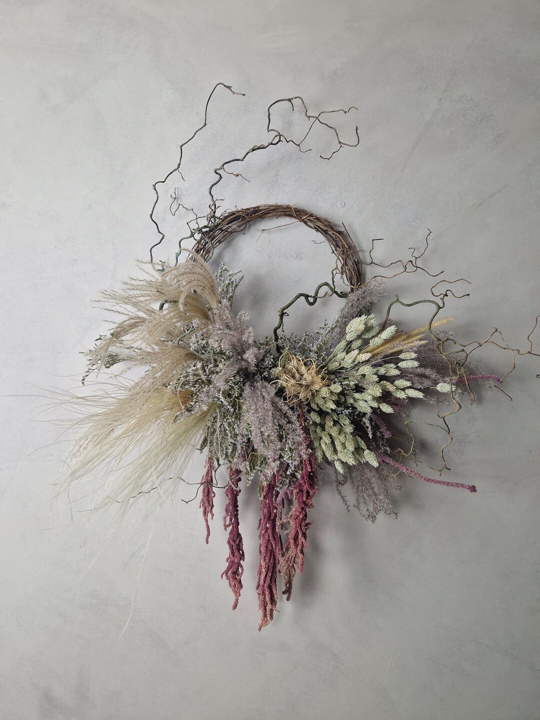 Amaranthus Twig Wreath: Handmade Autumn Wall Hanging - Etsy