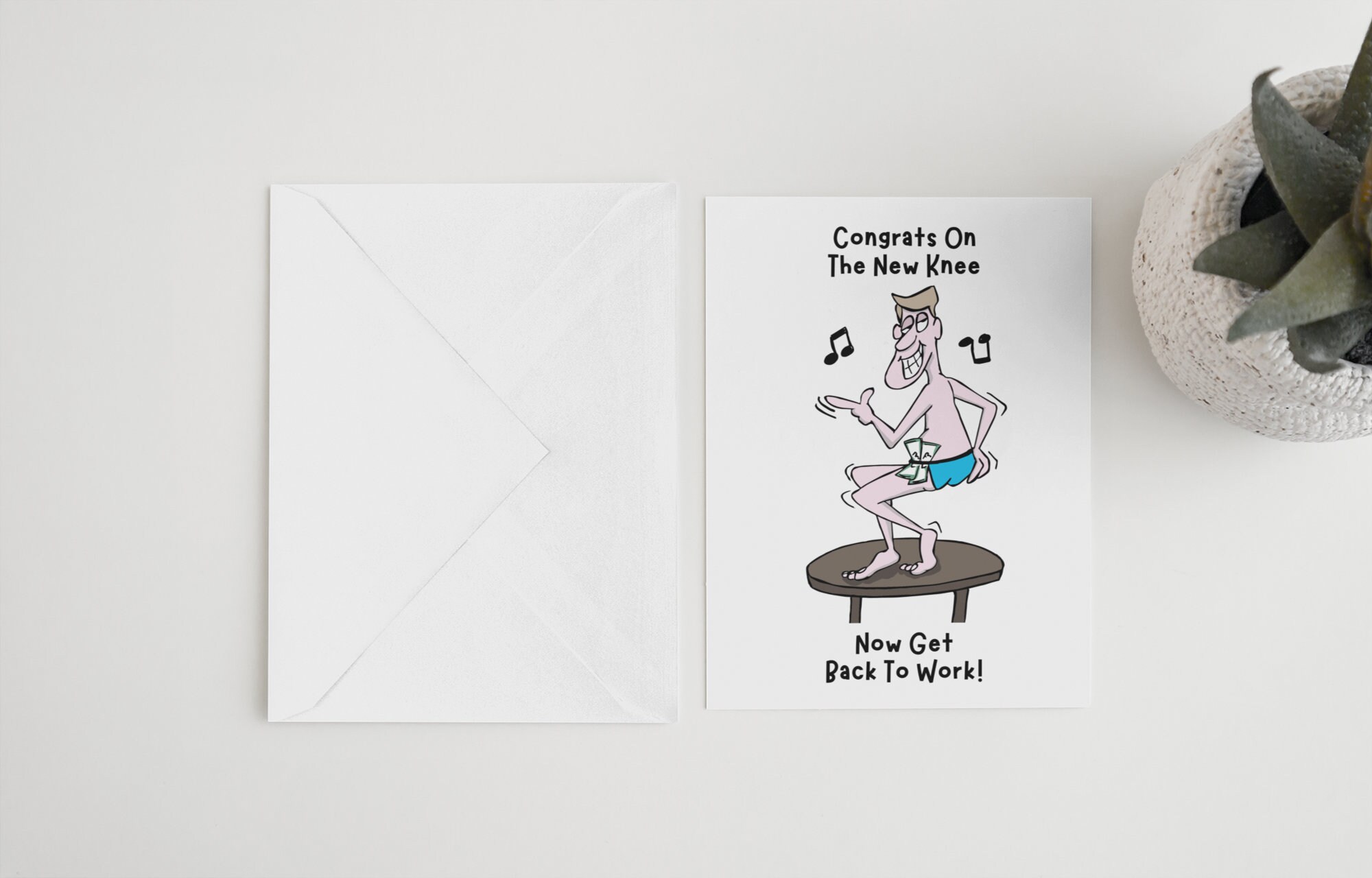 New Knee Joint Humorous Greeting Card for Him Original Cartoon Artwork ...