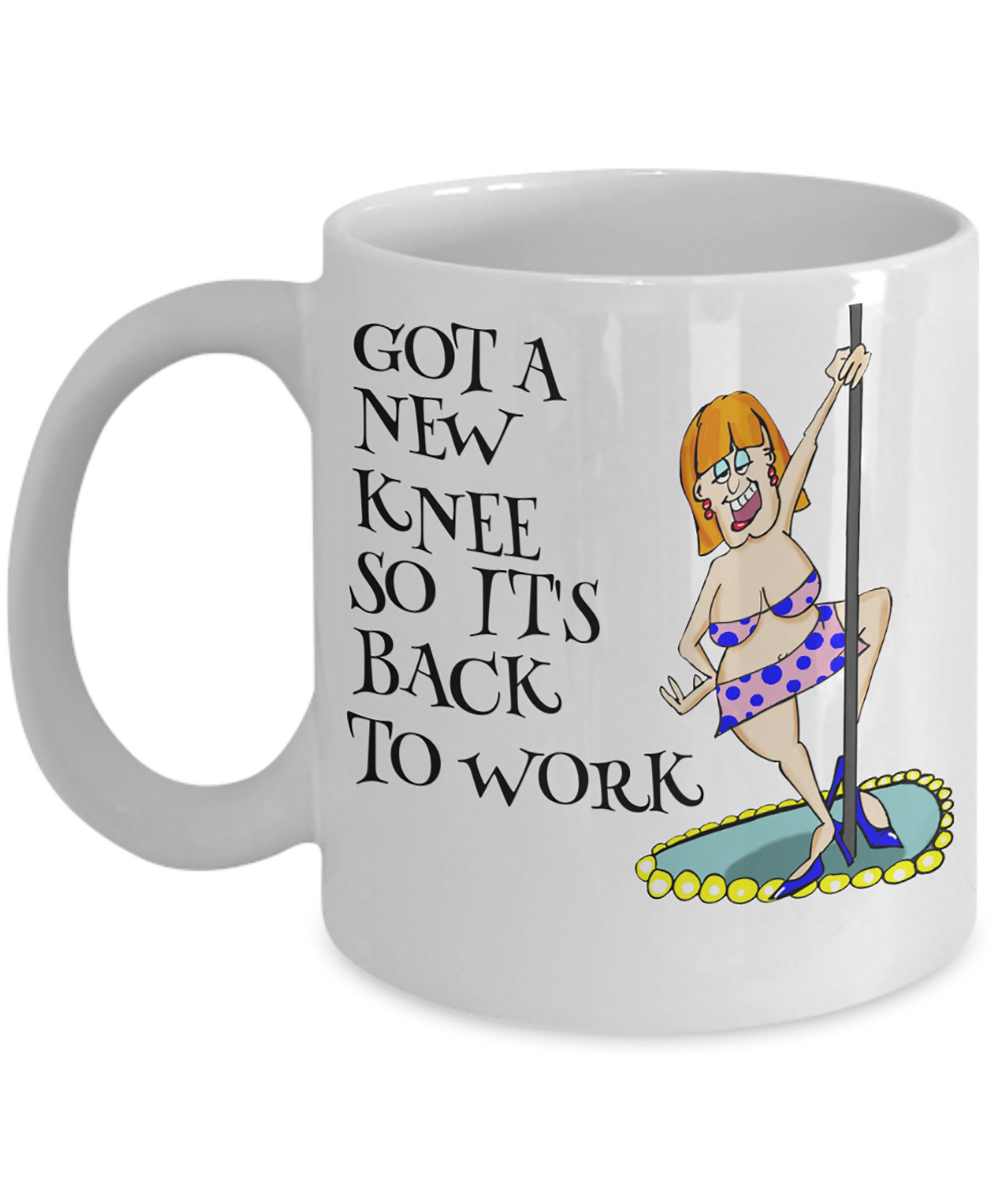 Knee Replacement Gift for Her Funny Original Cartoon Art Mug Knee ...