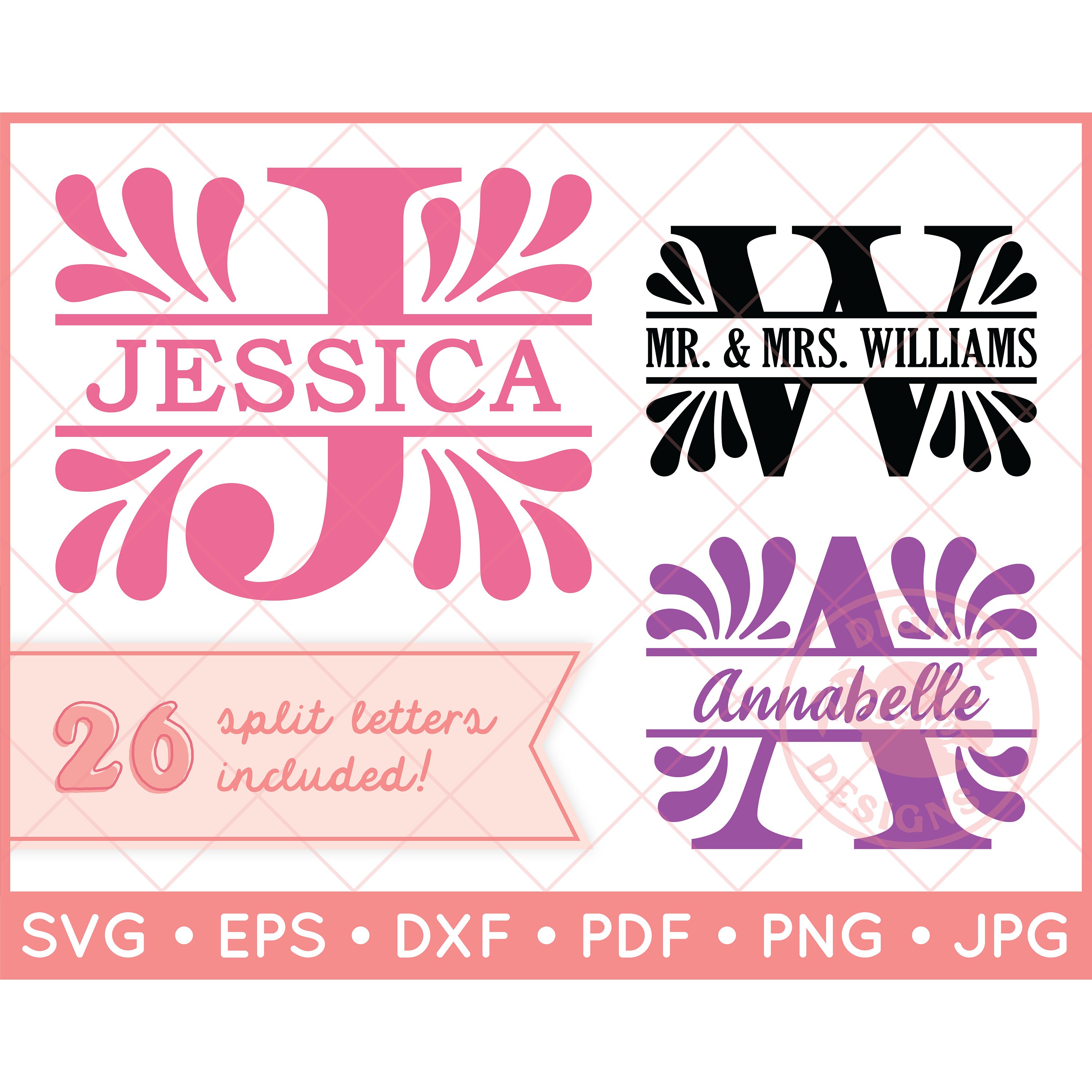 Split Monogram Alphabet SVG Bundle, File for Cricut, Instant Download ...
