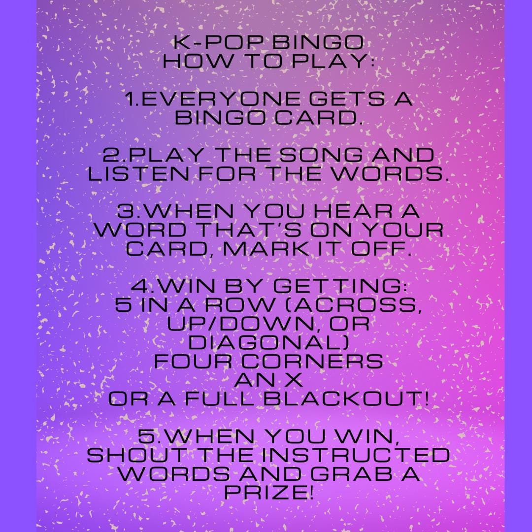 K-POP BINGO Bundle | Coloring, Word Search | Demon Hunter Birthday Game ...