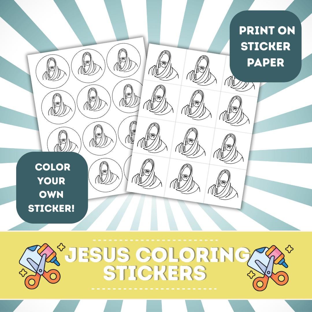 Jesus Stickers | Color Your Own Sticker | Great for Primary, Young ...