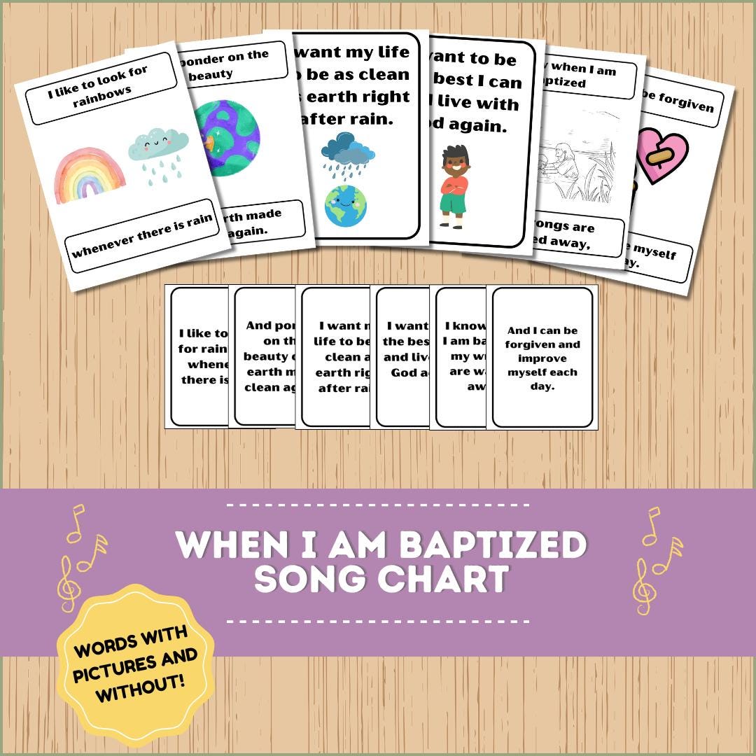 When I Am Baptized Song Chart | LDS Primary Singing Time | Primary ...