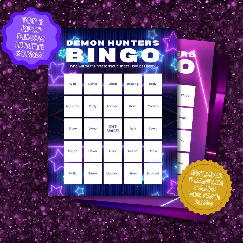 K-POP BINGO | Demon Hunter Birthday Games | Party Decor | Huntr/x, Rumi ...