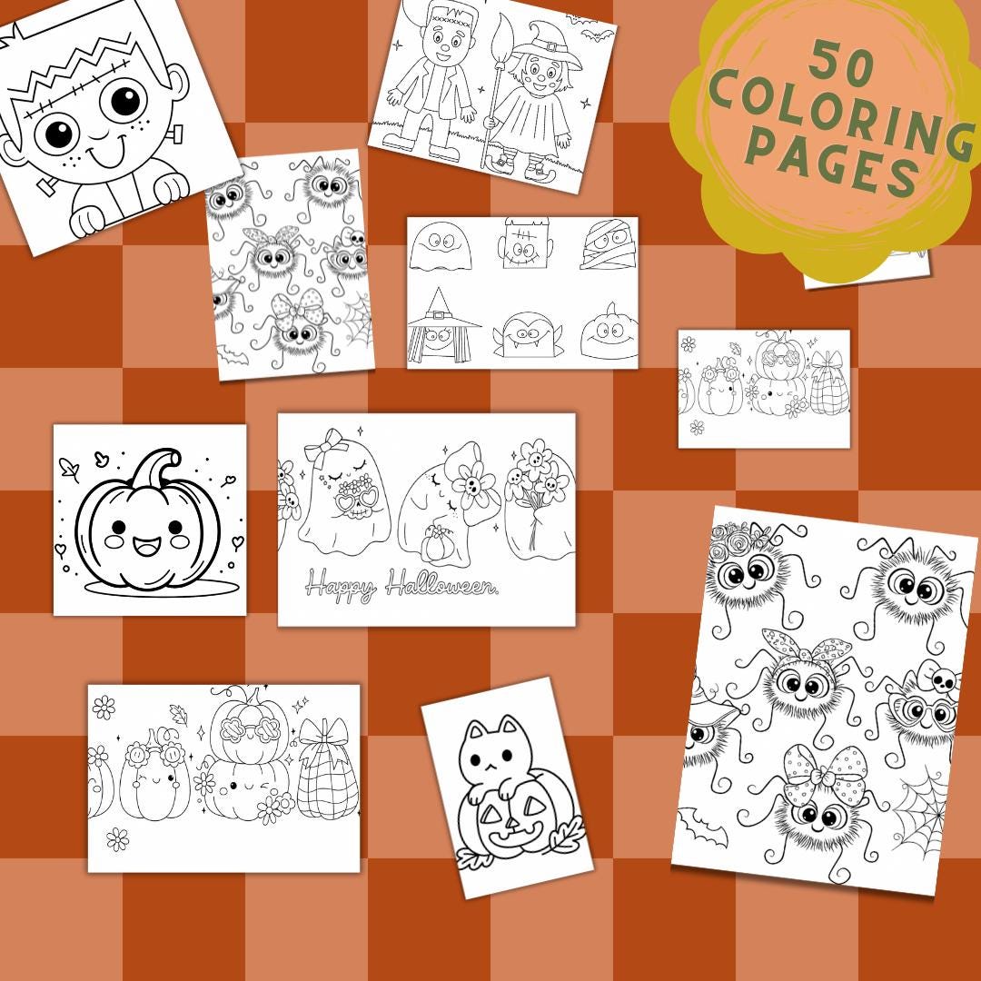 Halloween & Fall Coloring Pages Bundle | 50 Printable Autumn Spooky ...