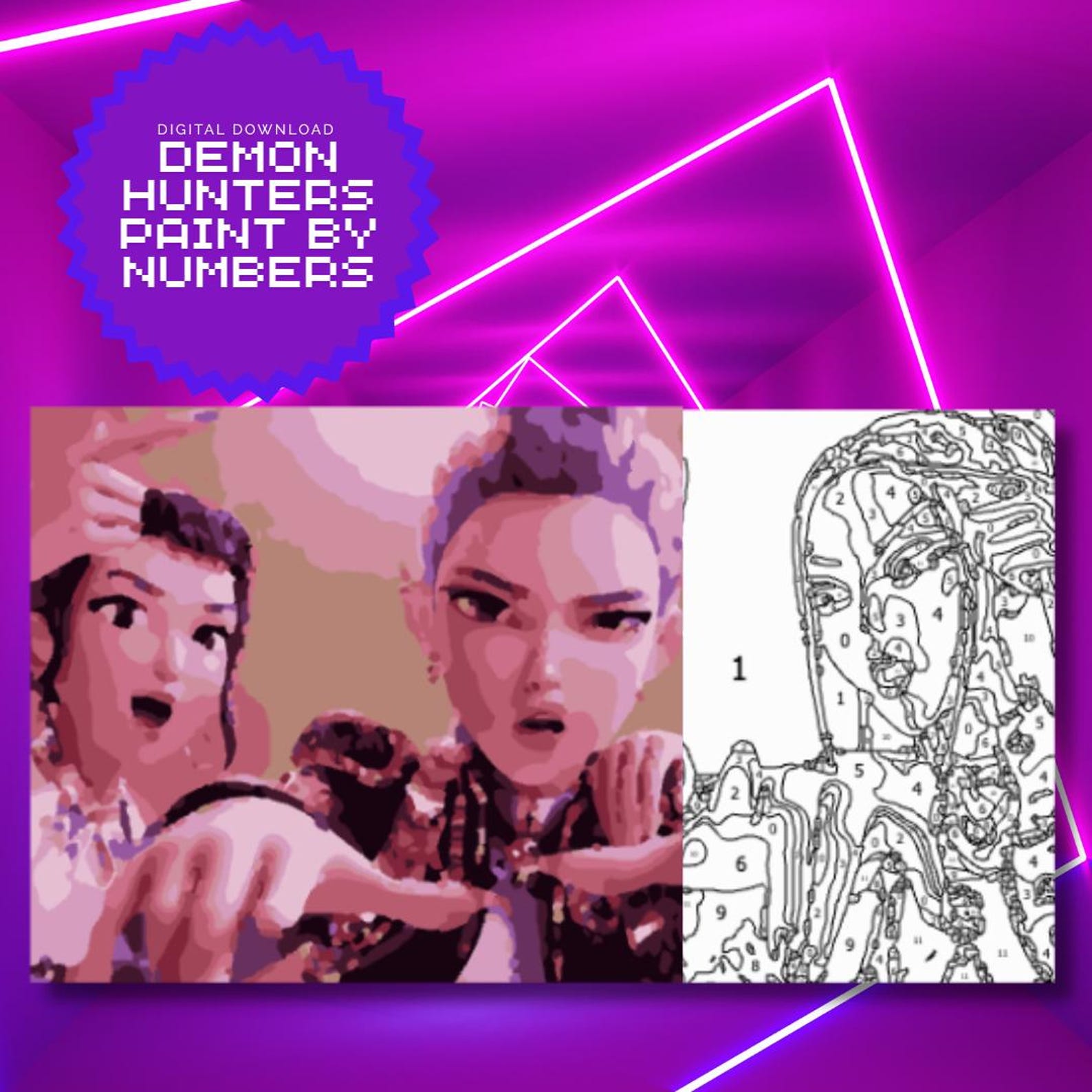 K-pop Demon Hunters Paint by Number | Birthday or Watch Party Activity ...