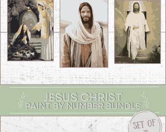 PAINT by NUMBER Bundle of 3 Jesus Christ Photos General Conference ...