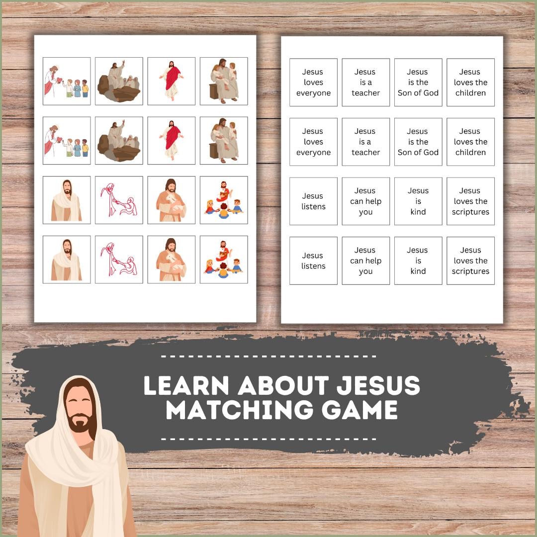 Jesus Matching Game | LDS Christian Memory Activity | Great for Primary ...