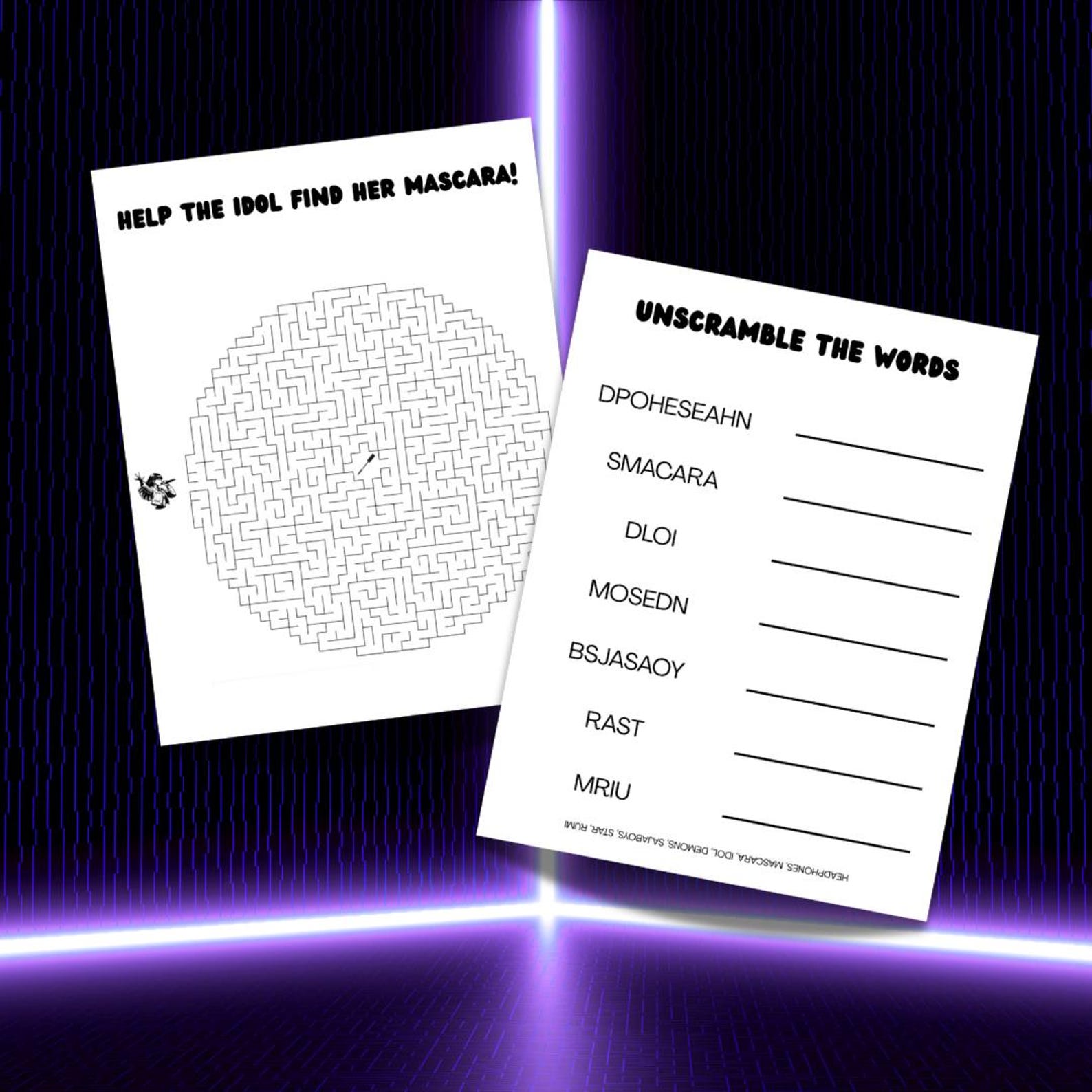K-POP Activity Packet | Demon Hunter Birthday Games | Party Decor ...