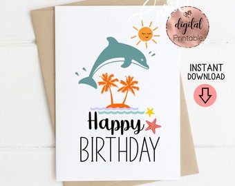 Happy Birthday Summer baby Printable 5x7 Folded Greeting | Etsy
