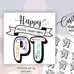 Physical Therapy Month Printable Gift Tag Banner PT Design,pt Thank You ...