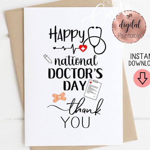 Doctor's Day Thank You Printable 5x7 Folded Greeting - Etsy