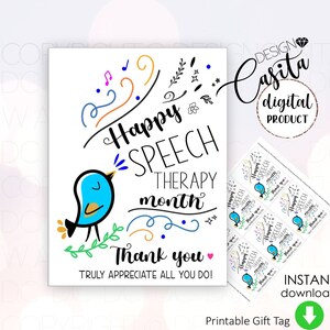 Speech Therapy Month Printable Favor Gift Tagpatjologist - Etsy