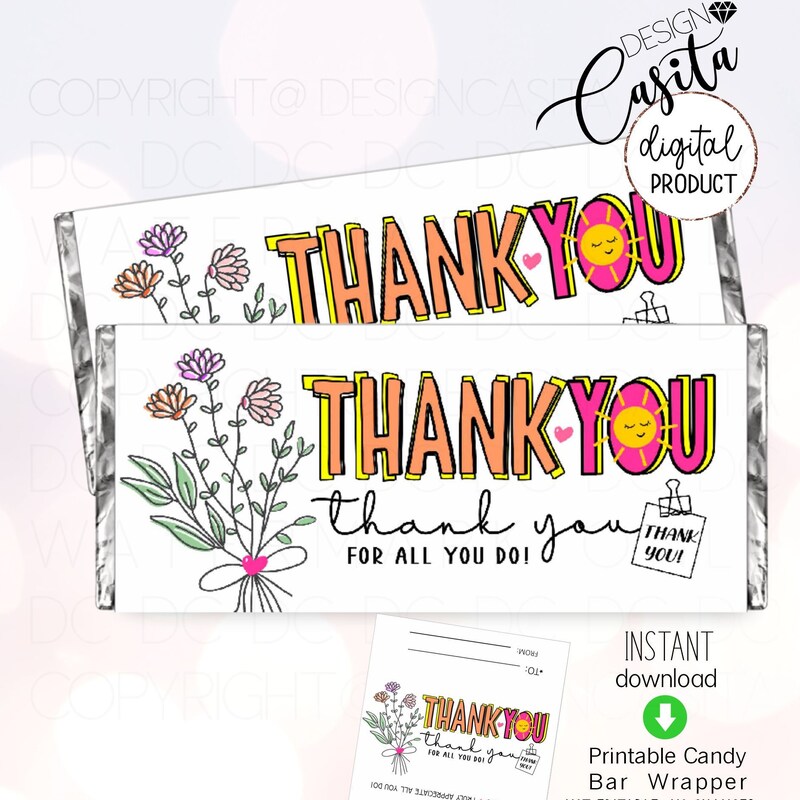 Hershey Thank You Wrapper Printable - Etsy