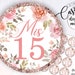 Quinceanera Mis 15 Printable Coral Pink Glitter Round Gift Tag,15 ...