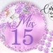 Quinceanera Mis 15 Printable Lilac Purple Glitter Round Gift Tag,15 ...