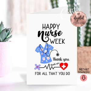 Happy Nurse Week Printable 5x7 Folded Greeting Card,clinical Instructor ...