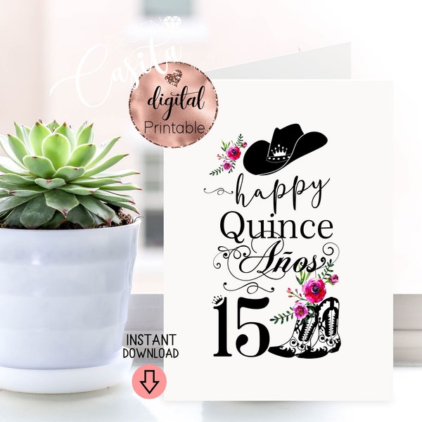Happy Birthday Quinceanera Card Printable - Etsy