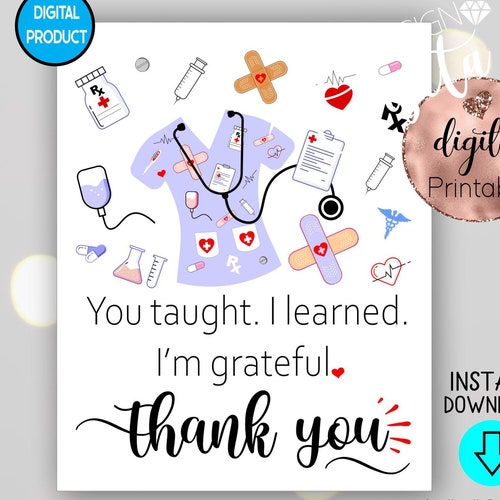 Medical Thank You Printable Flat Card 4x5 Cardclincal | Etsy