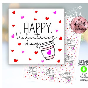 Coffee Valentines Day Printable Favor Gift Tag,latte Gift,work Staff ...