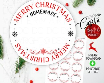 Printable Christmas Mason Jar Label Canning Jar Label Merry Christmas ...