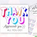 Thank You Staff Appreciation Colorful Printable Favor Gift Tag,office ...