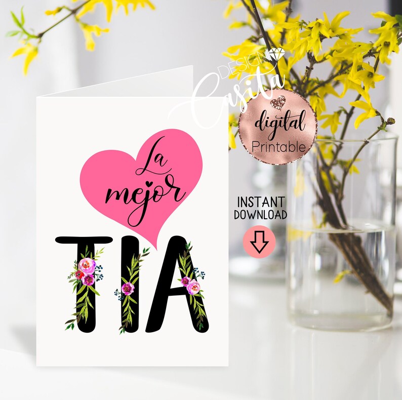 Tia Printable 5x7 Folded Greeting Cardspanish Auntla Mejor - Etsy