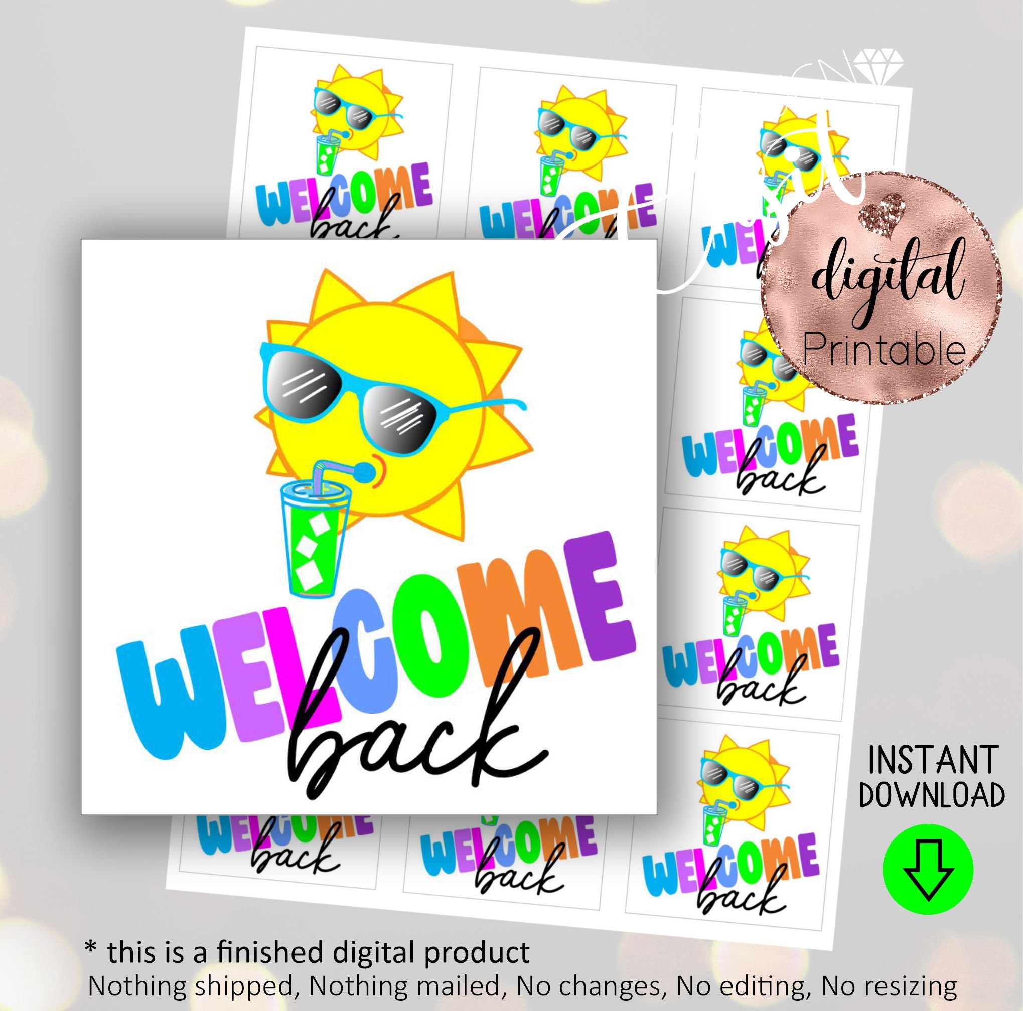 Welcome Back Printable 2.5 Square Gift Tag and Back to School - Etsy