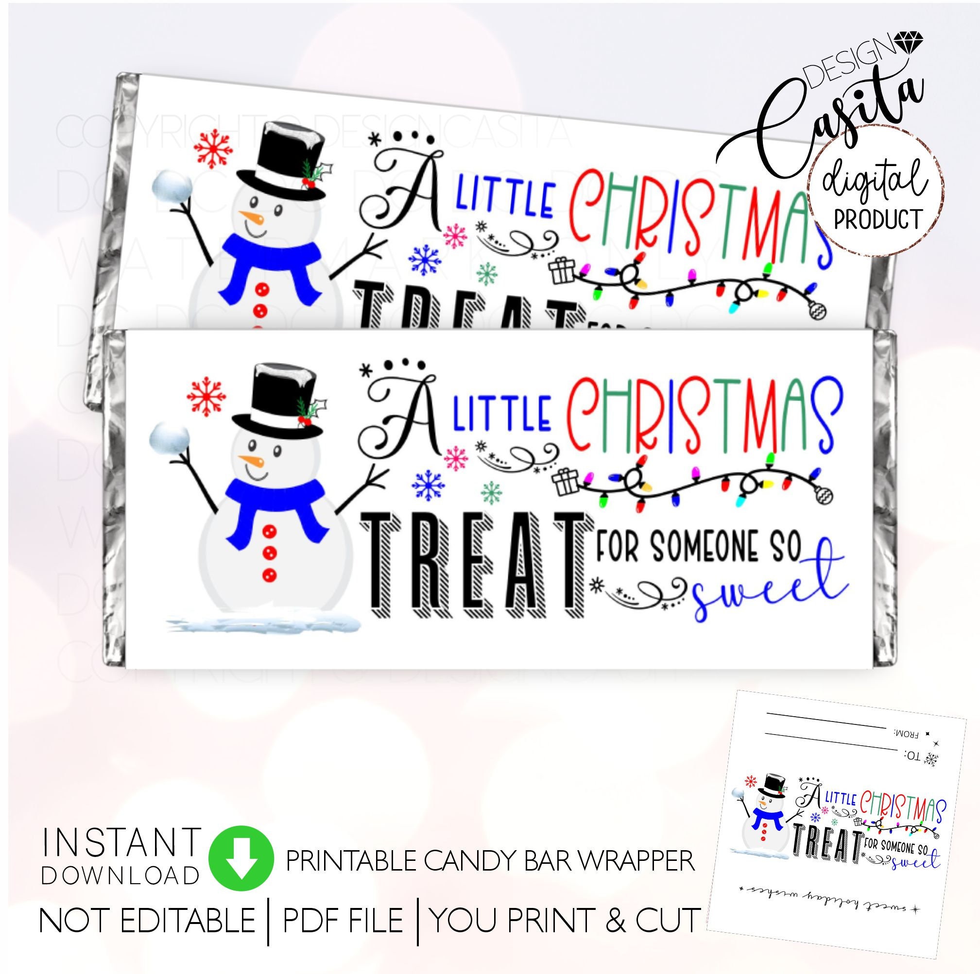 Christmas Treat Printable Candy Bar Wrapper,sweet Holiday Wishes,staff ...