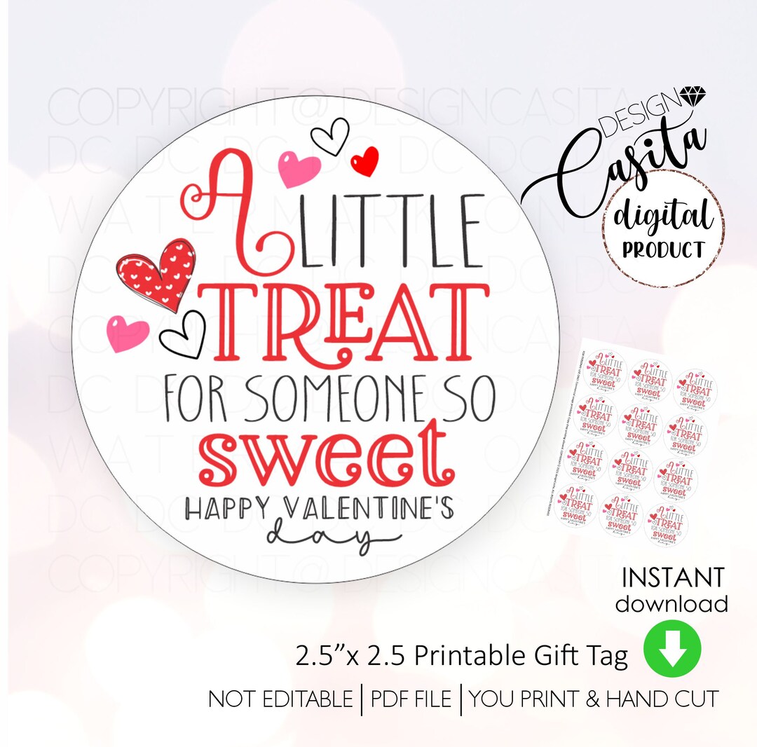 Treat Happy Valentine's Day Round 2.5 Printable Gift Tag,little Treat ...