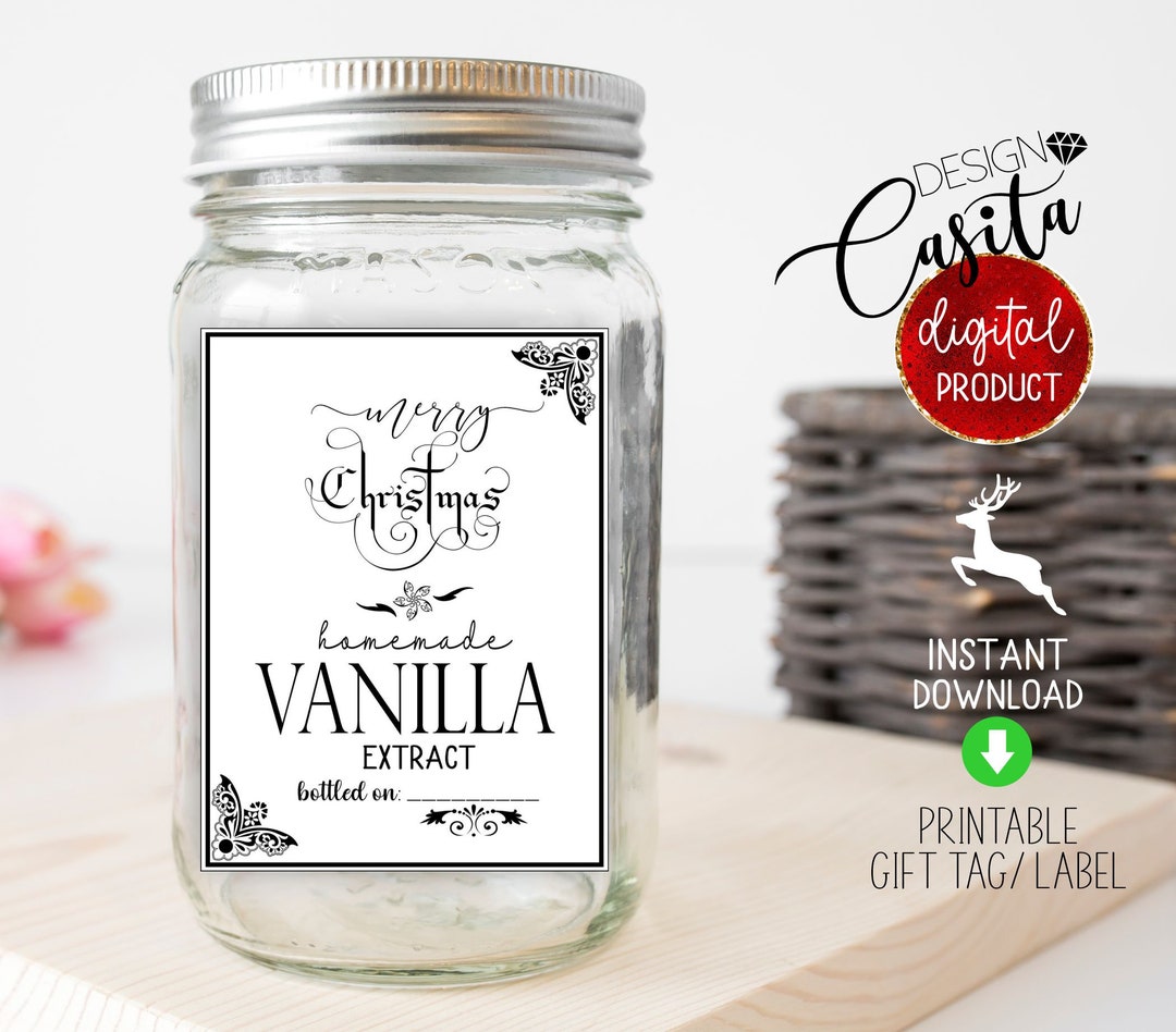 Mason Jar Vanilla Extract Homemade Printable Gift Tag Label,vintage ...