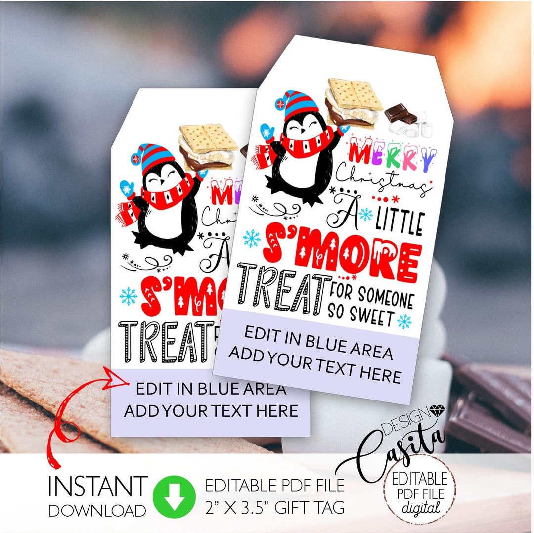 Smore Christmas Treat Editable Gift Tag,smore Baking Goods Label,add ...