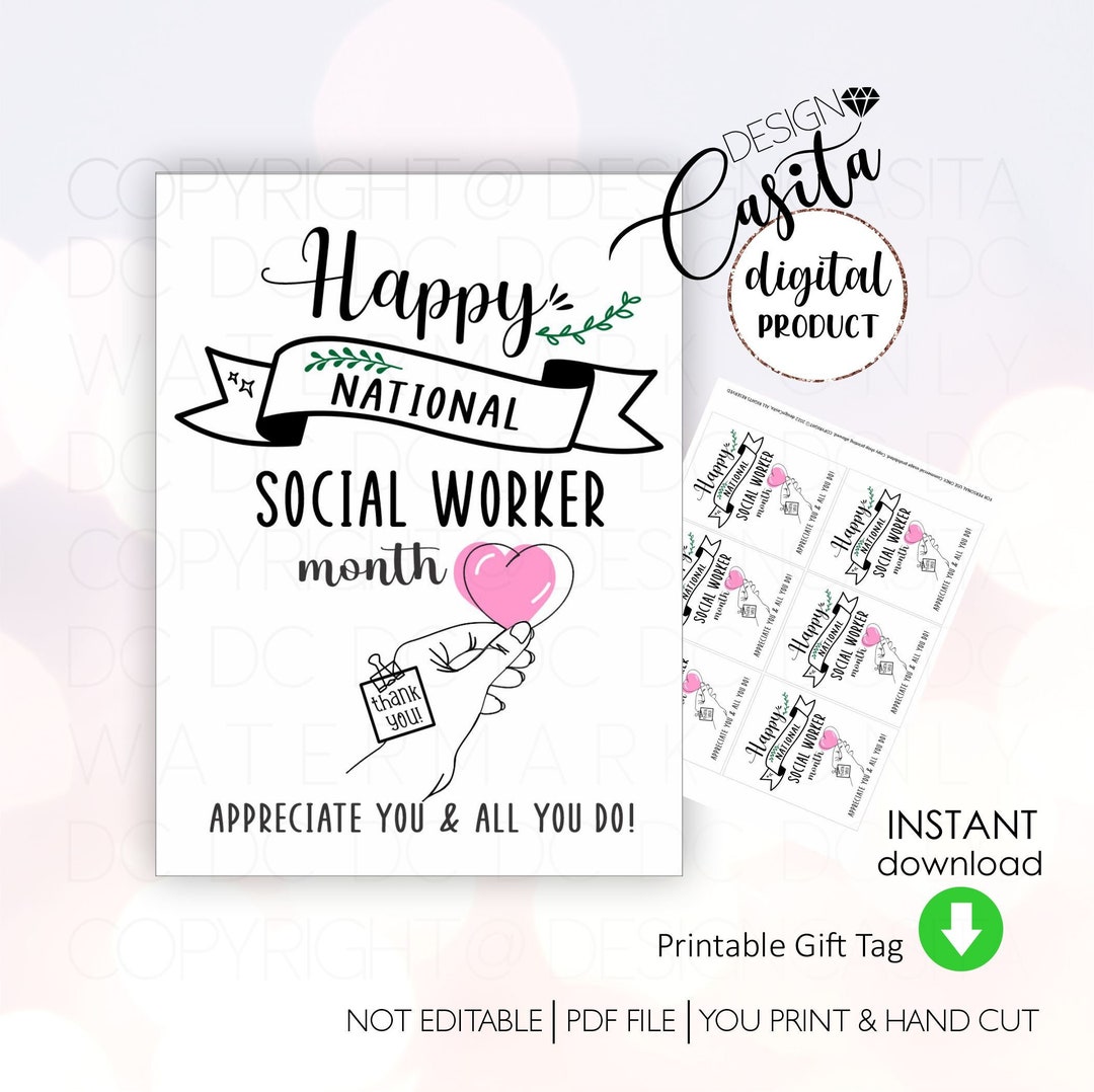 Happy Social Worker Month Printable Gift Tag,soical Work Staff ...