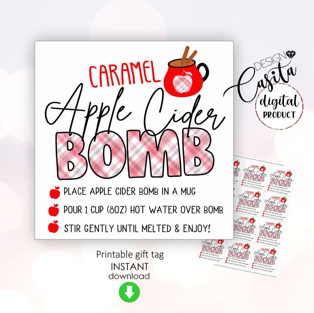 Caramel Apple Cider Bomb Printable Gift Tag Labelfall Leaves - Etsy