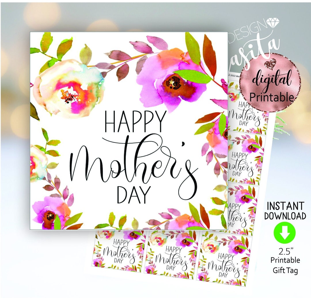 Happy Mother's Day Pink Flower Printable Favor Gift Tag,garden Momosa ...
