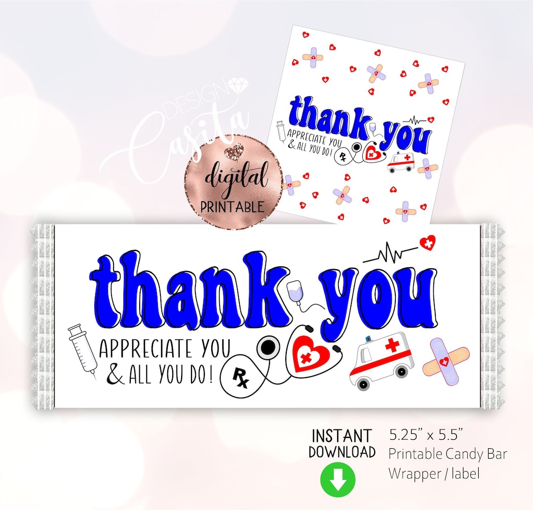 Thank You Medical Printable Candy Bar Wrapper,nurse Week Appreciation ...