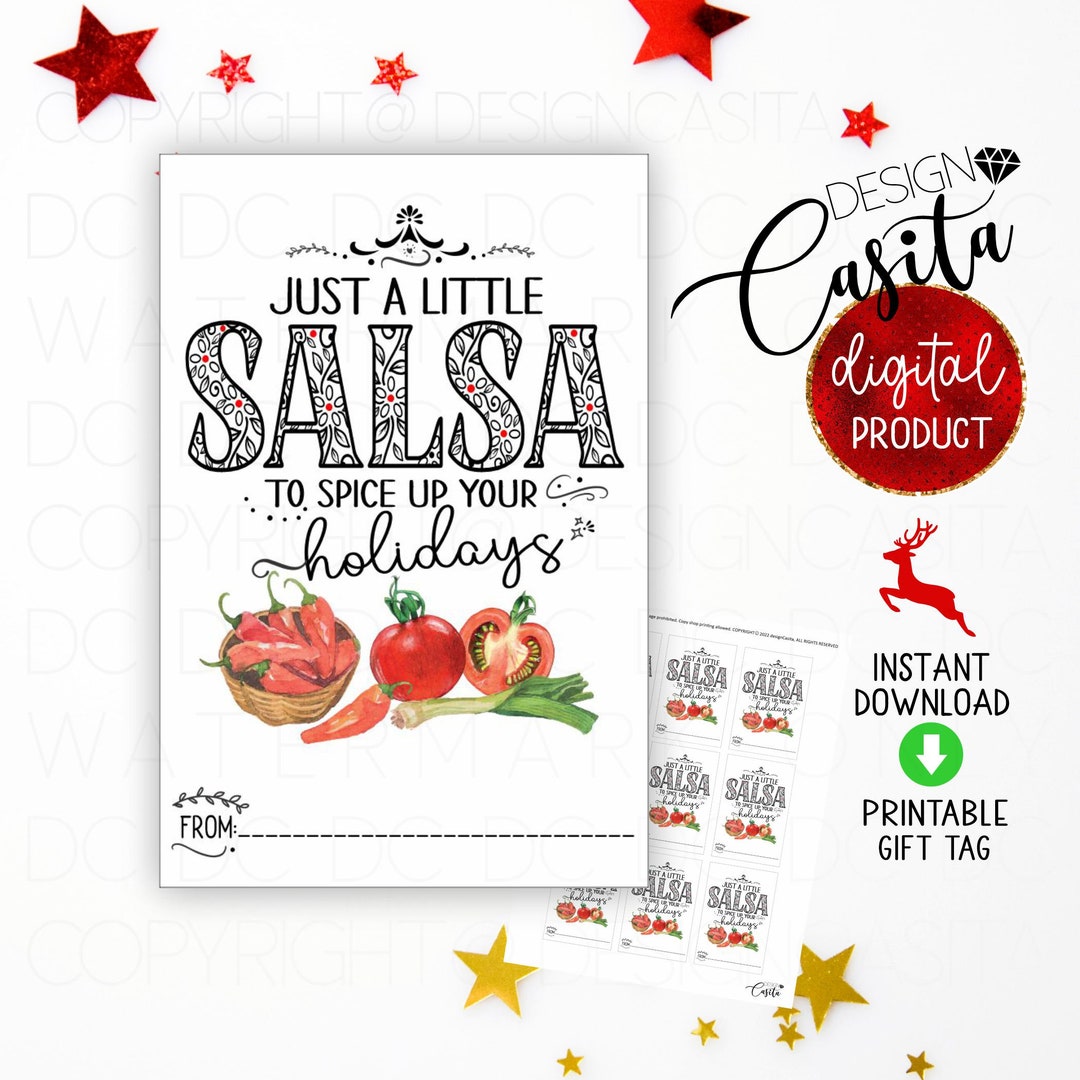 Salsa Printable Gift Tag Label 2"x3",salsa Gift Tag,spice up Your ...