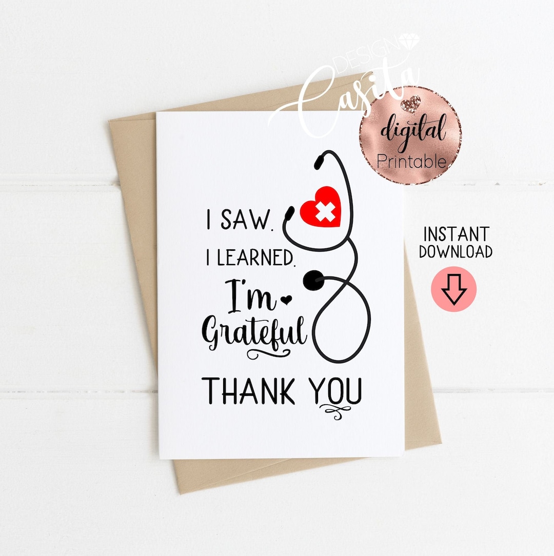 Preceptor Clinical Instructor Printable 5x7 Folded Greeting Card ...