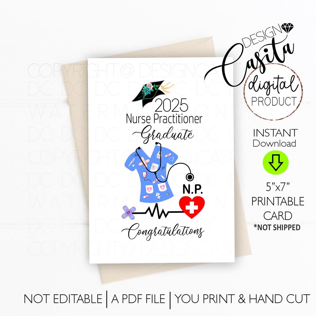 Nurse Practitioner Graduation NP 2025 Printable 5x7 Folded Greeting ...