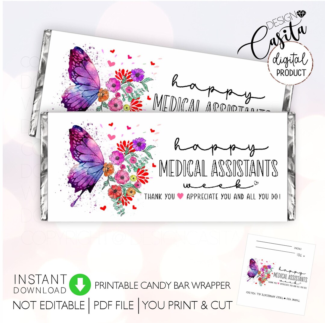 Medical Assistant Week Printable Candy Bar Wrapper Butterfly Design,cma ...