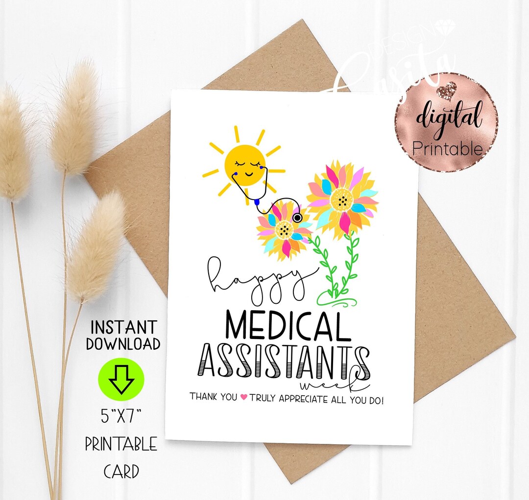 Medical Assistant Week Printable 5x7 Folded Greeting Card,cma ...