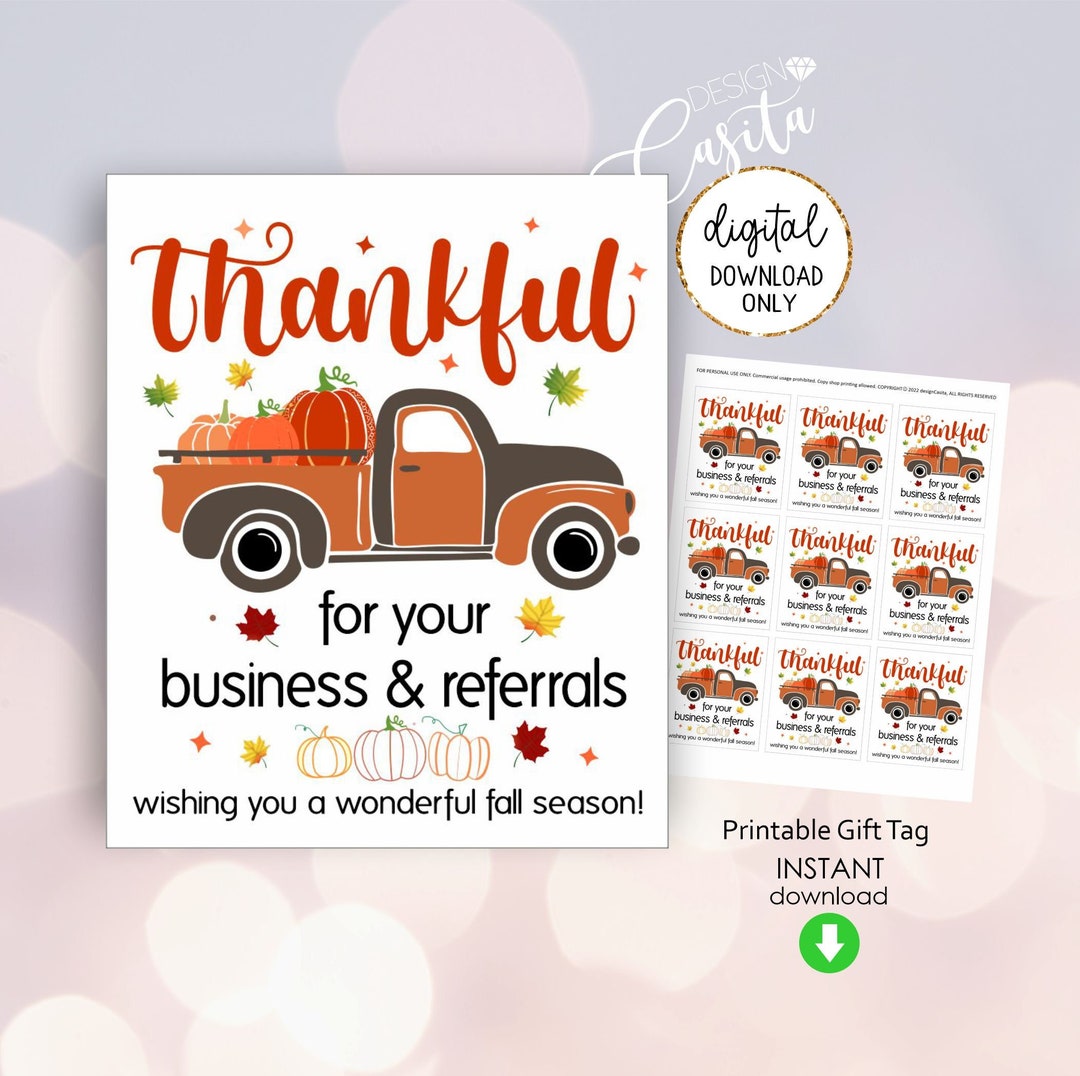 Thankful Fall Business and Referrals Printable Gift - Etsy