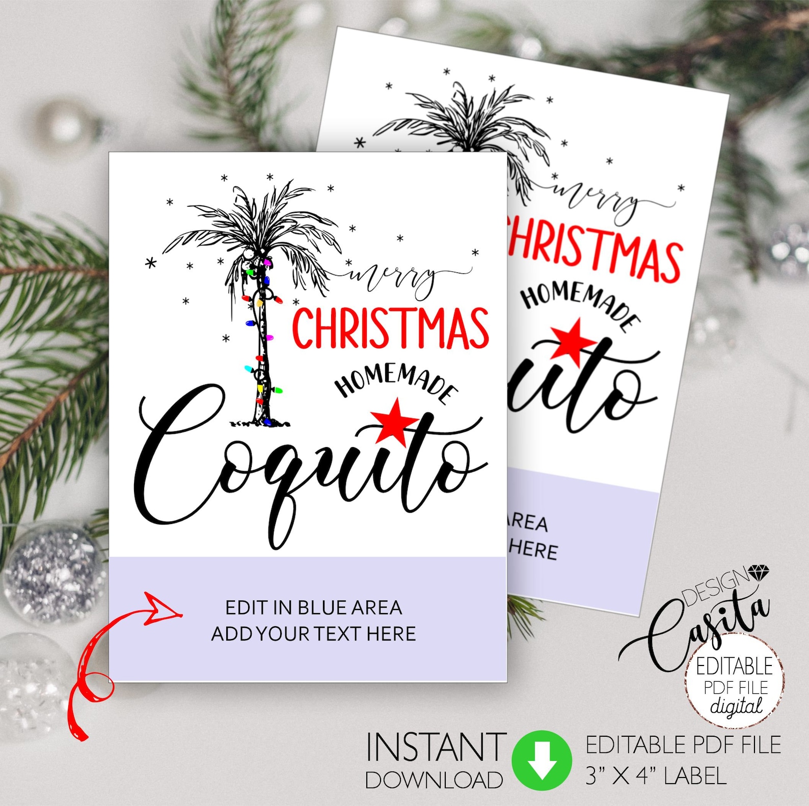 Coquito Editable Printable Bottle Label,merry Christmas Homemade ...