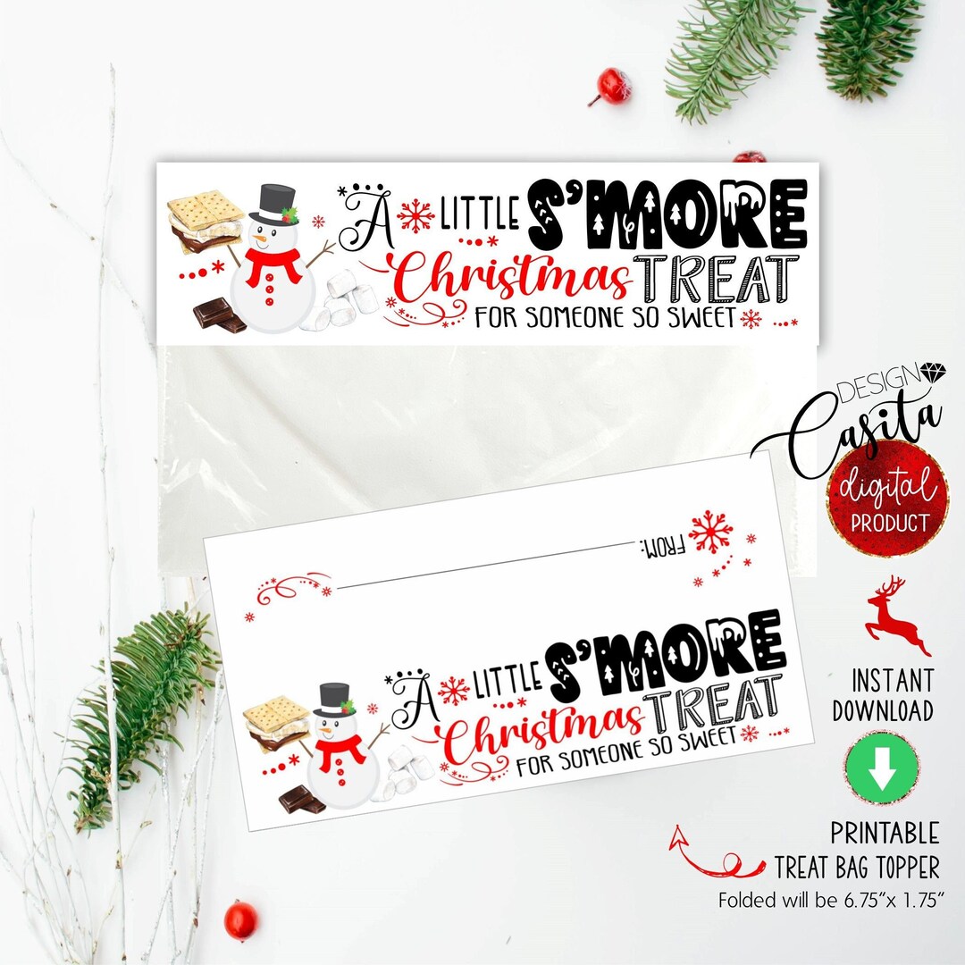 Smore Bag Topper Printable Tag,a Little S'more Christmas Treat for ...