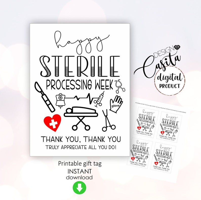 Sterile Processing Tech Week Printable Favor Gift Tagspd Week - Etsy ...