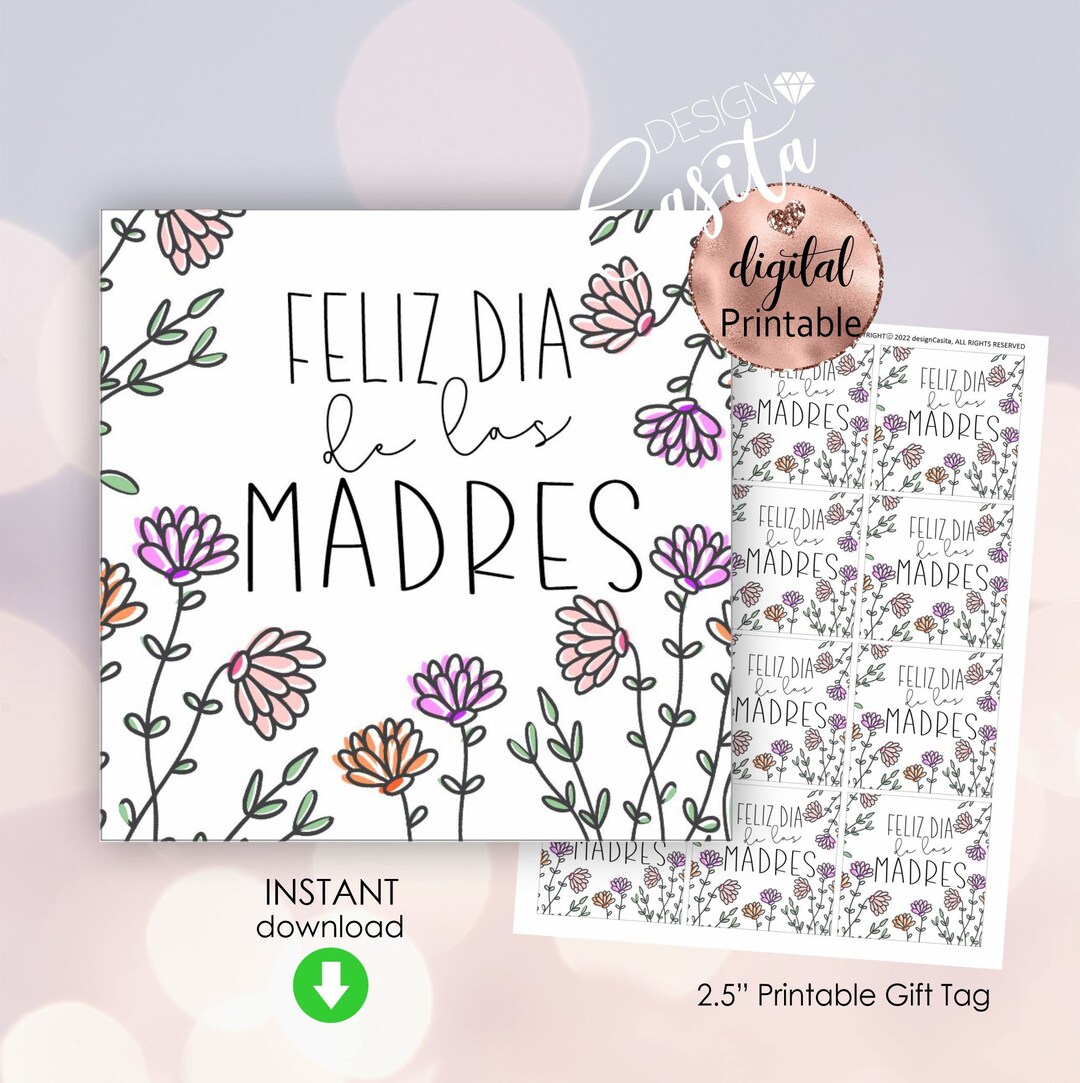 Spanish Mother's Day Feliz Dia De Las Madres Floral Printable Square ...