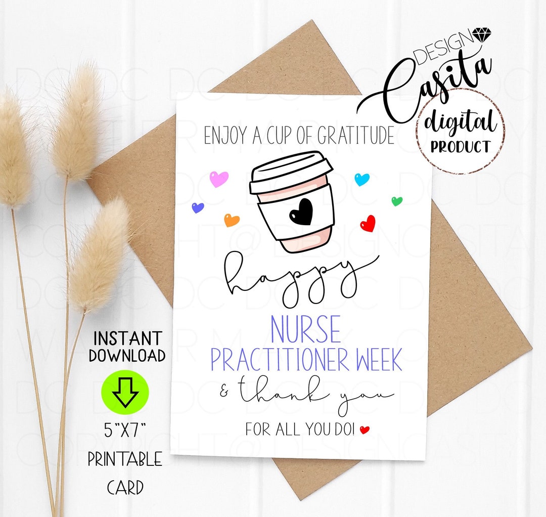 Nurse Practitioner Week Coffee Printable 5x7 Folded Greeting Card,cup ...
