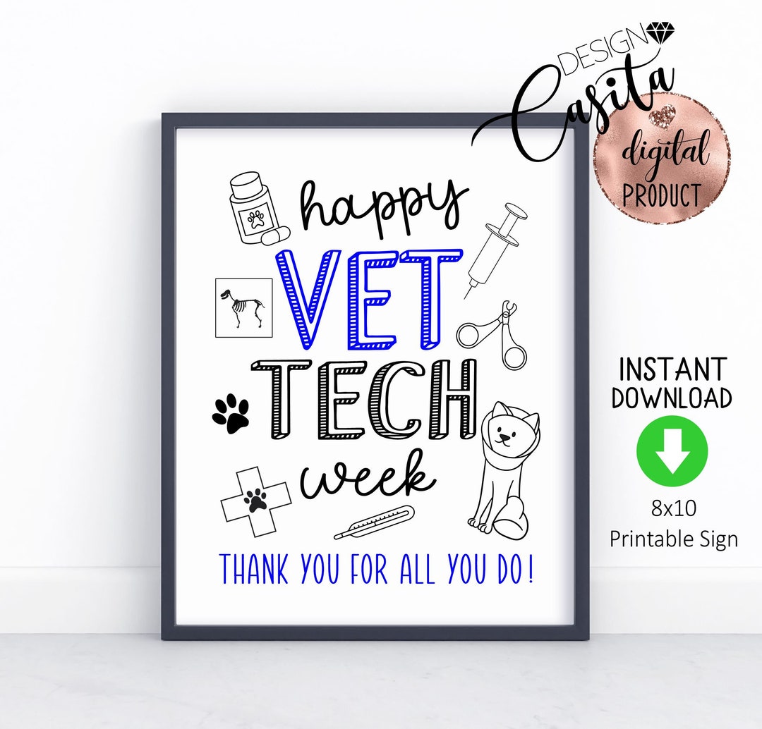 Vet Tech Week Printable 8x10 Party Sign,vet Tech Banner Appreciation ...