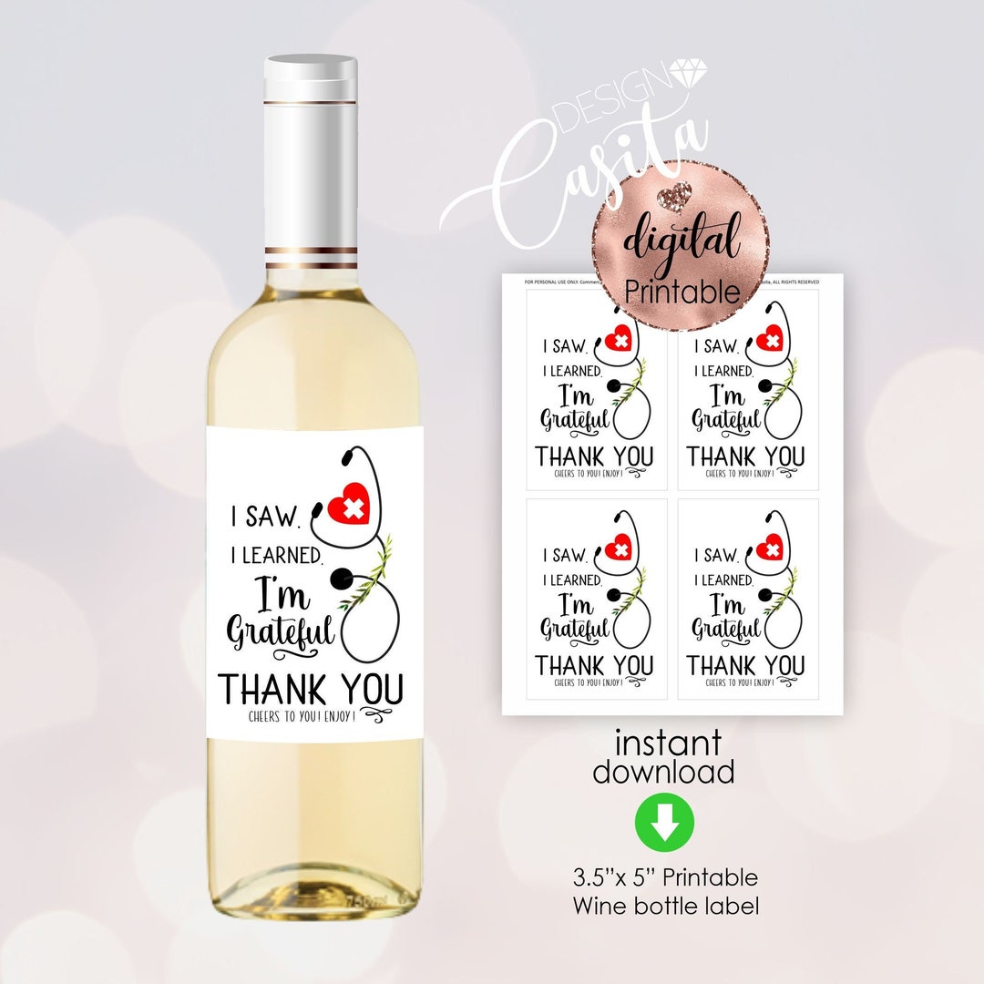 Preceptor Clinical Instructor Wine Bottle Label Printable,medical ...