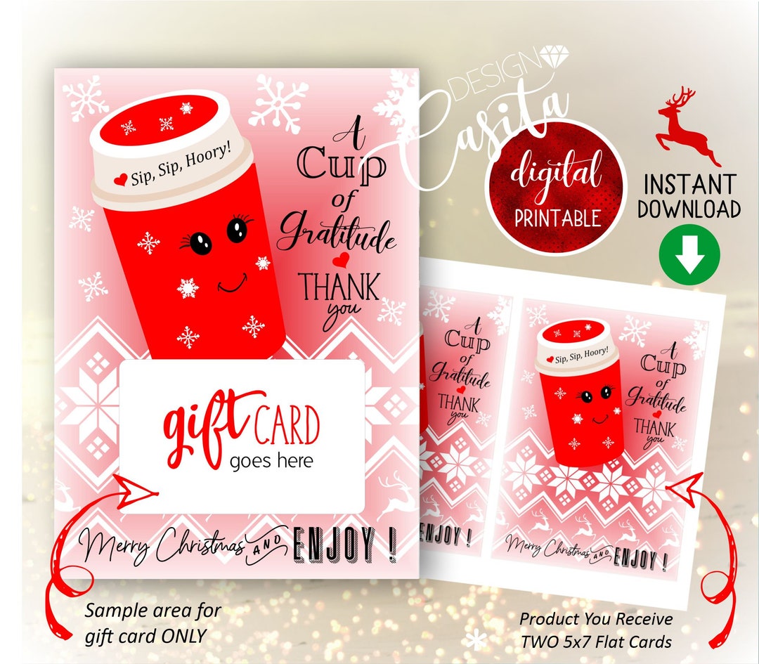 Gratitude Coffee Cup 2021 Christmas Printable Gift Card Holder,medical ...